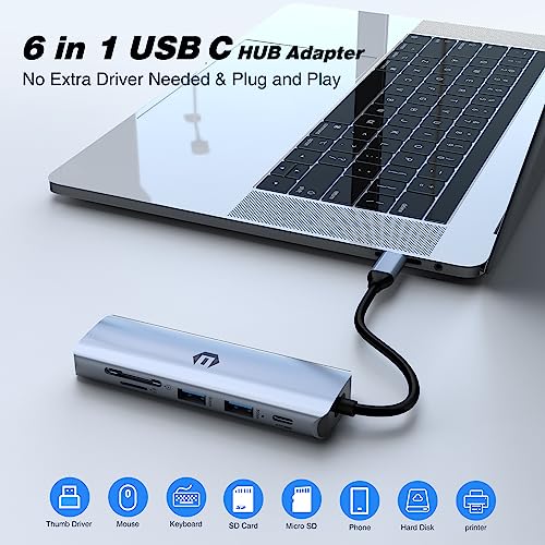 HOPDAY 6-in-1 USB C Multiport Adapter: Macbook Pro/Air, 4K HDMI Output ...