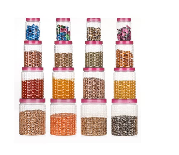 Buy OM ENTERPRISE Crystal Design Premium Plastic Jar Kitchen Storage ...