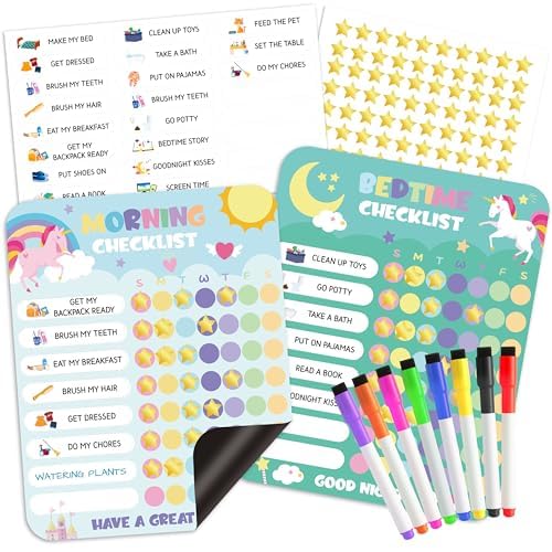 WATINC 154PCS Daily Schedule for Kids Unicorn Reward Chart Bedtime ...