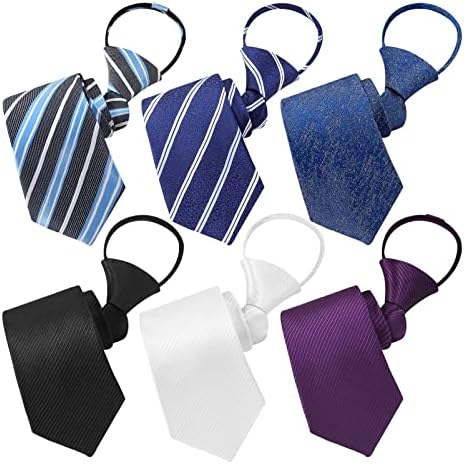 AUSKY 6 PACKS Men Necktie,Regular/Extra Long Adjustable Pre Tied Clip ...