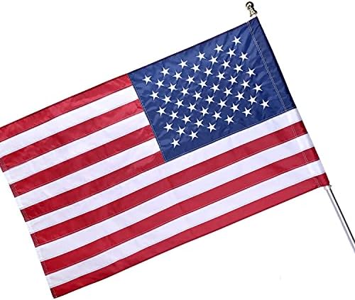Amazon.com : American Flag 3X5 FT Pole Sleeve Banner Style Embroidered ...