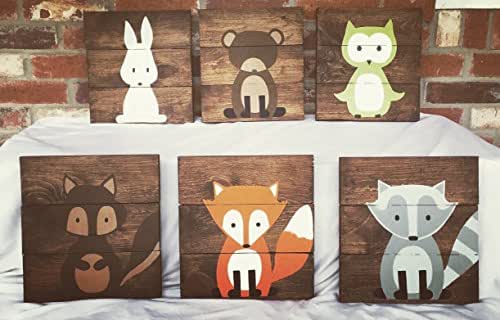 Amazon.com: 3 Woodland Animal Nursery Signs Nursery Decor Baby Shower ...