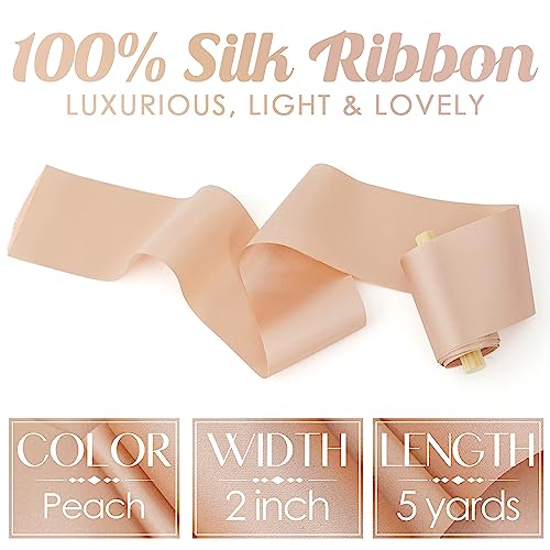 Snapklik.com : MEEDEE Peach Silk Ribbon 2 Inch Silk Ribbon Blush Pure ...