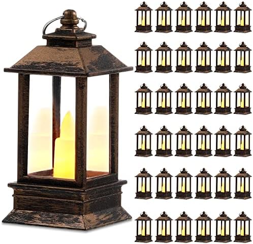 36 Pcs Vintage Style Decorative Lantern Flameless LED Lantern Bronze ...