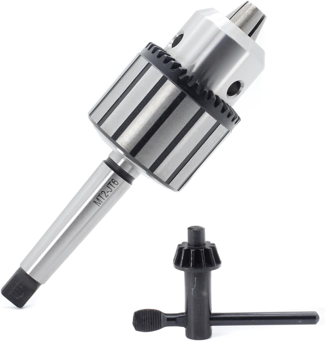 Drill Chuck JESTUOUS JT6 Key Type 5/8 Inch(1-16mm) with MT2 Morse Taper Arbor Heavy Duty Chucks ...