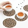 Amazon.com: Leopard Print Coasters for Drinks Set of 6, Absorbent PU ...