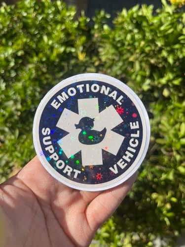 Amazon.com: Set 3Pcs Emotional Support Vehicle Holographic Sticker Duck ...