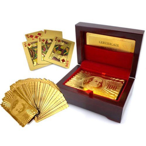 New Dimensions 24 Karat Gold Foil Hundred Dollar Bill Look Standard Deck Playing Cards Sports new-dimensions-24-karat-gold-foil-hundred-dollar-bill-look-standard-deck-playing-cards-sports