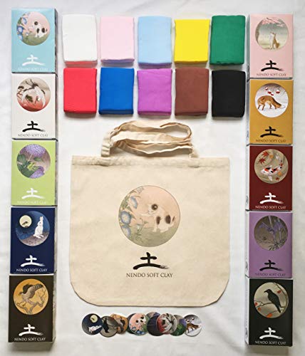 Buy Nendo Soft Clay 10 Box All Color Set with Cute Cat Tote Bag Air Dry ...