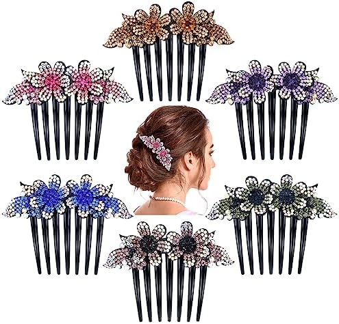 Amazon.com : Lawie 6 Pack Large Crystal Rhinestone Side Comb Fancy ...