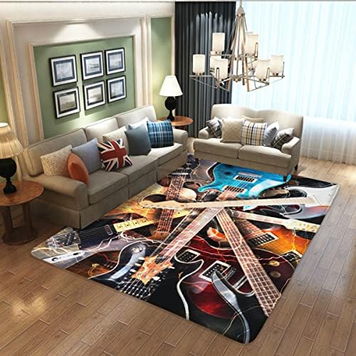 Amazon.com: Electric Guitar Rug Musical Instrument Guitar Pattern Area ...