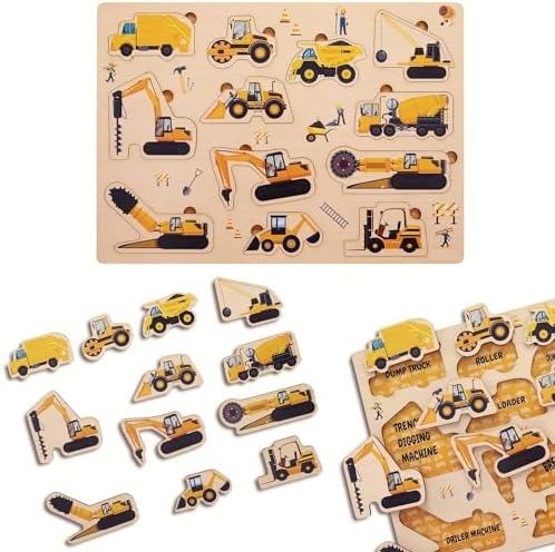 Aebco Construction Vehicle Toddler Wooden Puzzles For Kids, Baby ...