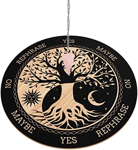 INFUNLY Witch Pendulum Board Tree of Life Round Wooden Divination Board ...