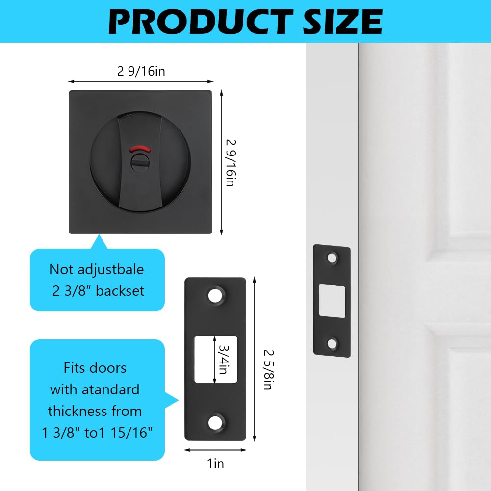 Pocket Door Handles Sliding Door Lock Matte Black Pocket Door Hardware ...
