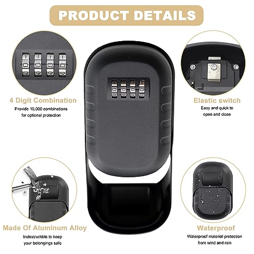 Flow fire Outdoor Key Lock Box, Large Outdoor Key Safe Wall Mounted ...