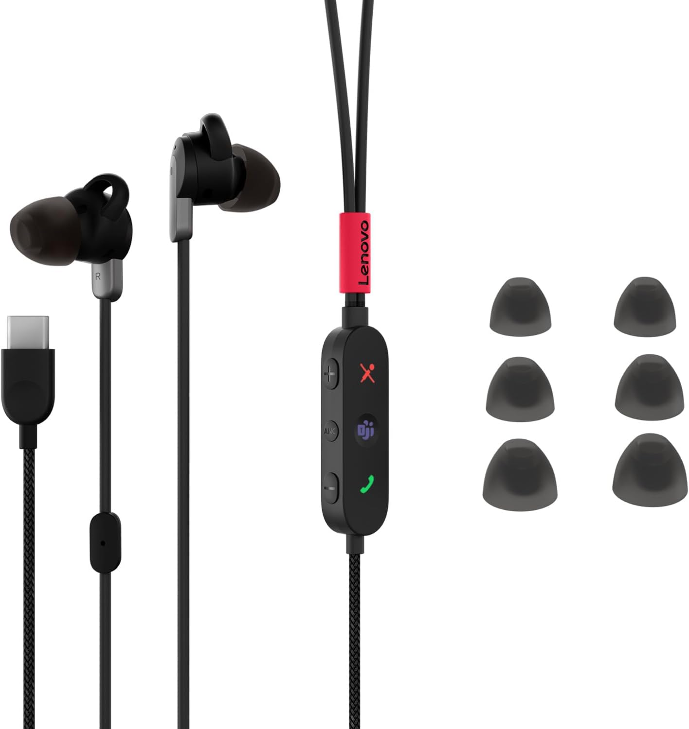 Amazon.co.jp: Lenovo Lenovo Go USB Type-C アクティブノイズキャンセリング インイヤーヘッドホン ...