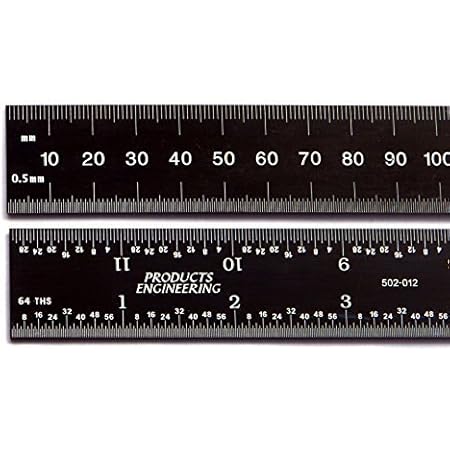 PEC 262-012 300mm English/Metric Rigid Steel Rule - Construction Rulers ...