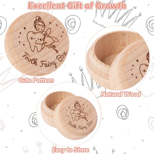 Doukesh Wooden Tooth Fairy Box,Tooth Keepsake Box,Baby Tooth Storage ...