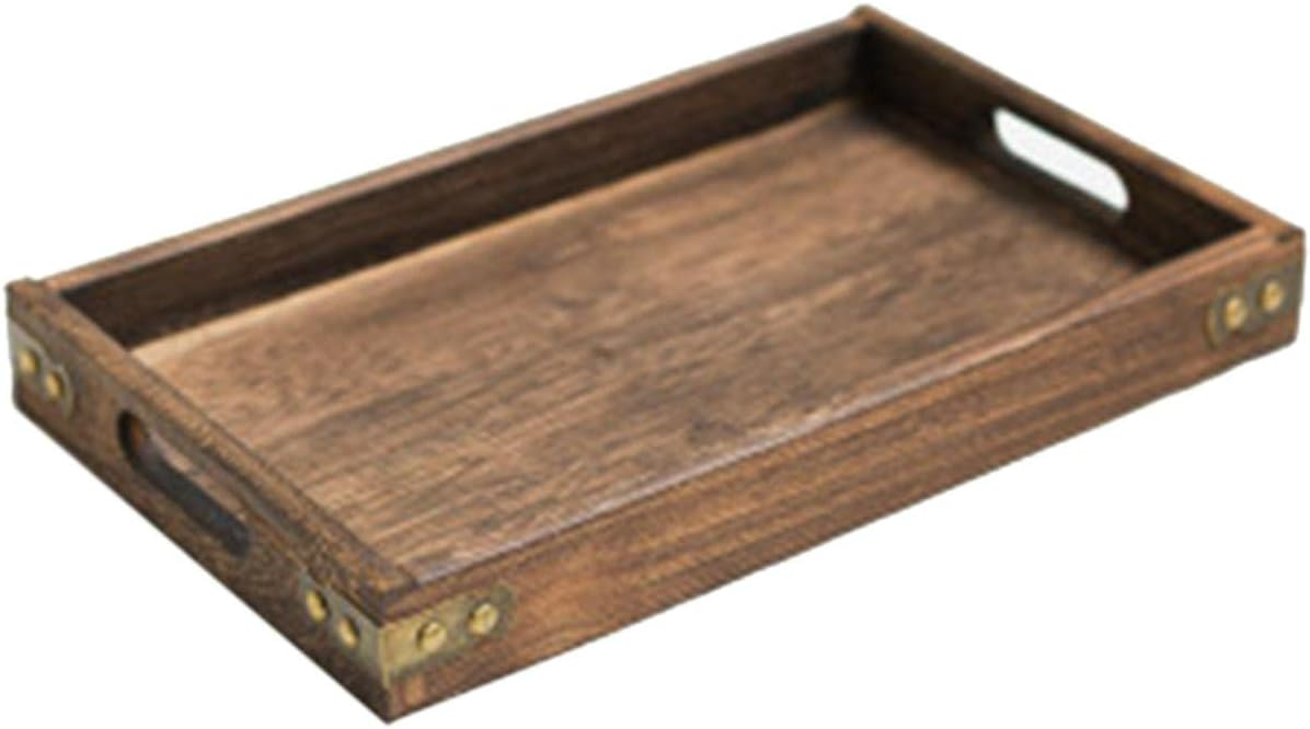 Wood Serving Tray with Handles, Decorative Rectangle Serving Trays ...