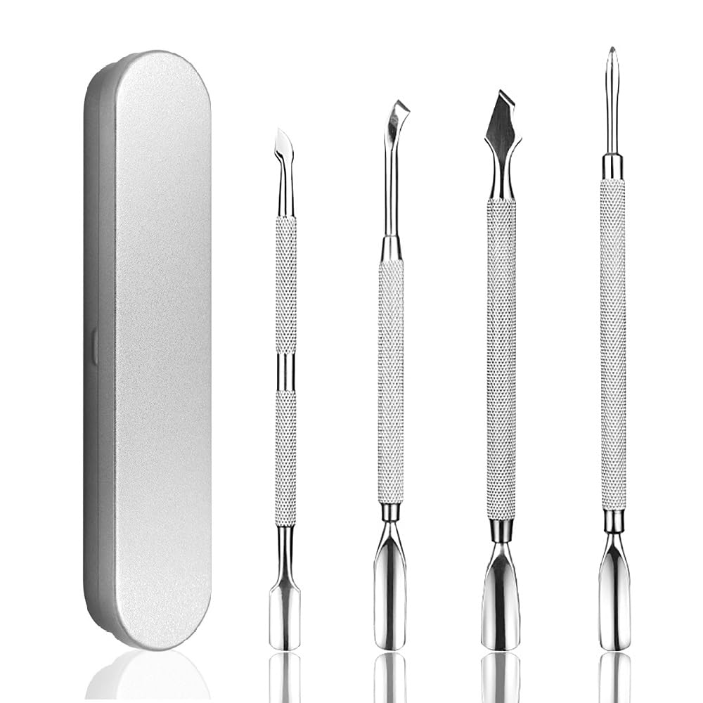Amazon.com : 4 PCS Cuticle Pusher and Cutter Set Double End Nail ...