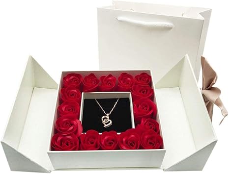 Amazon.com: BRINGSMART Preserved Red Rose Gift Box Handmade Roses with ...