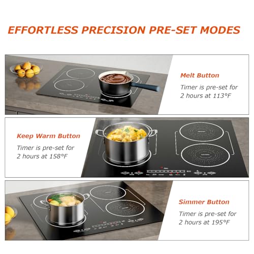 BIGoods 24 Inch Induction Hob Cooktop 4 Burners, Flat Glass Top ...