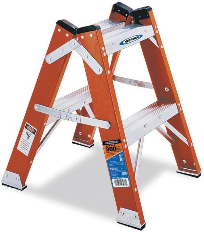Werner T6202 300-Pound Duty Rating Fiberglass Twin Step Stool, 2-Foot ...