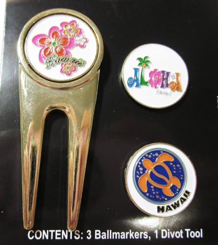 Amazon | ★★送料無料!!★★ハワイ限定★★ ゴルフ好きの方にオススメ 3 Ballmarkers,1 Divod Tool ボール ...