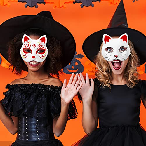 Snapklik.com : Therian Mask Cat Masks Fox Mask Set White Paper Mask ...