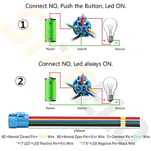 Snapklik.com : STARELO 5pcs 19mm Latching Led Push Button Switch Black ...