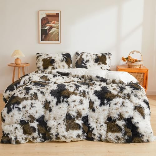 Amazon.com: XeGe Cheetah Print Fluffy Faux Fur Duvet Cover Set, 3 ...