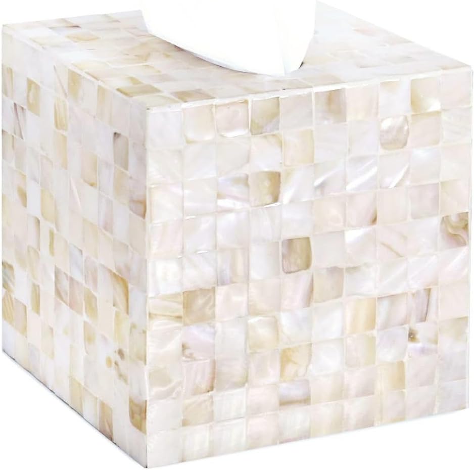 Amazon.com: PEMAR 5.9” Cube Mother of Pearl Inlay Nacre Wood Tissue Box ...