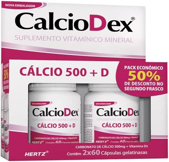 Calciodex 500 Mg Kit 2 Potes Com 60 Cápsulas Cada | Amazon.com.br
