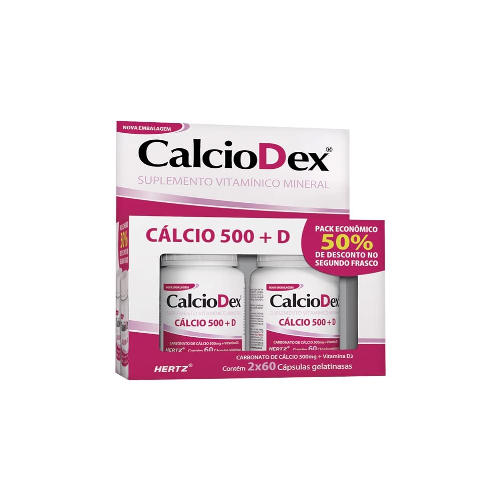 Calciodex 500 Mg Kit 2 Potes Com 60 Cápsulas Cada | Amazon.com.br
