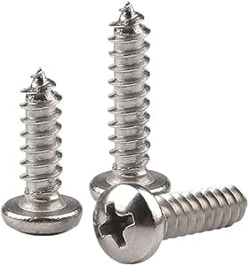 Amazon.co.jp: 100 PCS Nickel Plated PA Cross Round Head Self Tapping ...