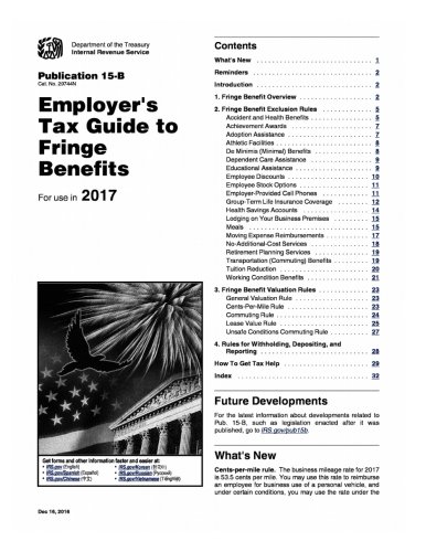 Amazon.com: Publication 15-B (2017), Employer's Tax Guide to Fringe ...