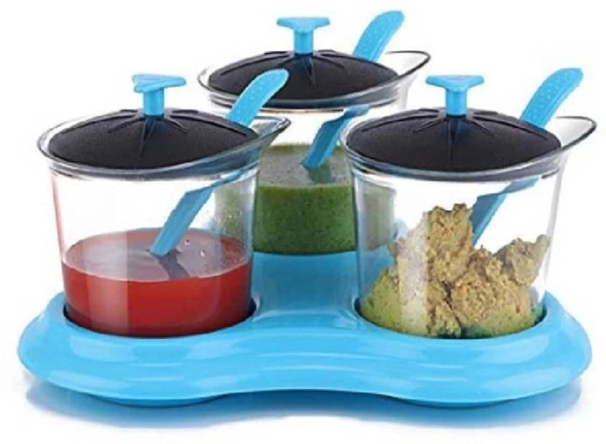 Solomon ™ Premium Plastic 3 Jar Achaar & Pickle Container/Storage ...