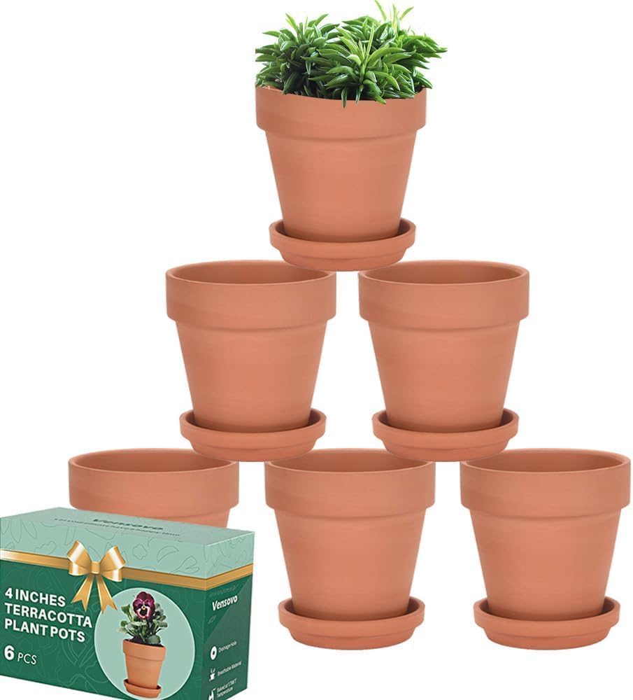 Amazon.com: Hsei 24 Pcs 4 Inch Terracotta Pots Flower Pot with Drainage ...