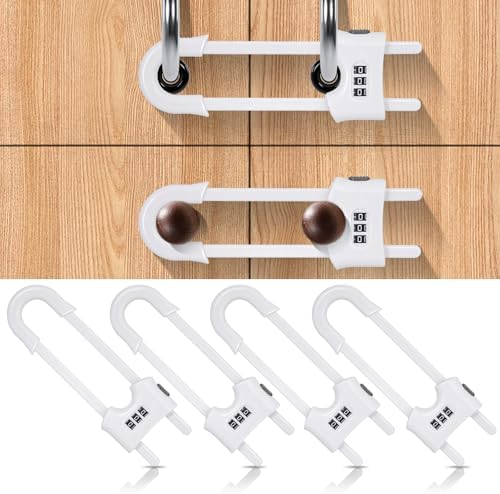 Amazon.com: 4 Pack Cabinet Locks with Combination U Shaped Sliding ...
