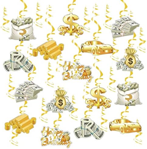 Amazon.com: Gold Money Hanging Swirls Decorations Dollar Bill Currency ...