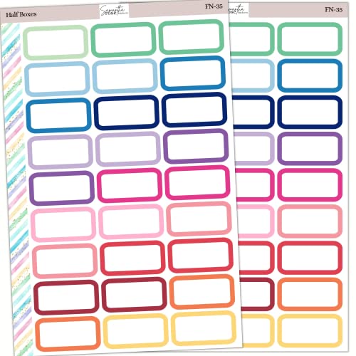 Amazon.com: Colorful Half Box Planner Stickers, Rounded Edge Half Box ...