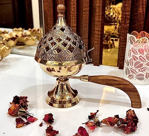 DSH Brass Loban Burner Home Purifying Brass Dhoop Dani Bakhoor Holder ...
