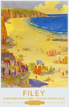 TU96 Vintage Filey North Yorkshire British Railways Travel Poster Re ...