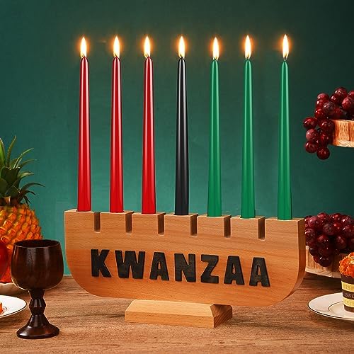 Amazon 8 Pieces Kwanzaa Kinara Flameless Candles Set Wood Kwanzaa