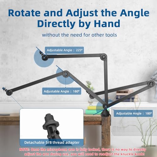 AFAITH Large Mic Arm Boom Arm Suspension Boom Stands for 3KG large load ...