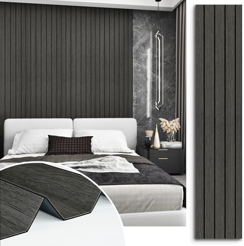 Amazon.com: STICKEEP Grey Black Slat Wall Paneling Peel and Stick ...