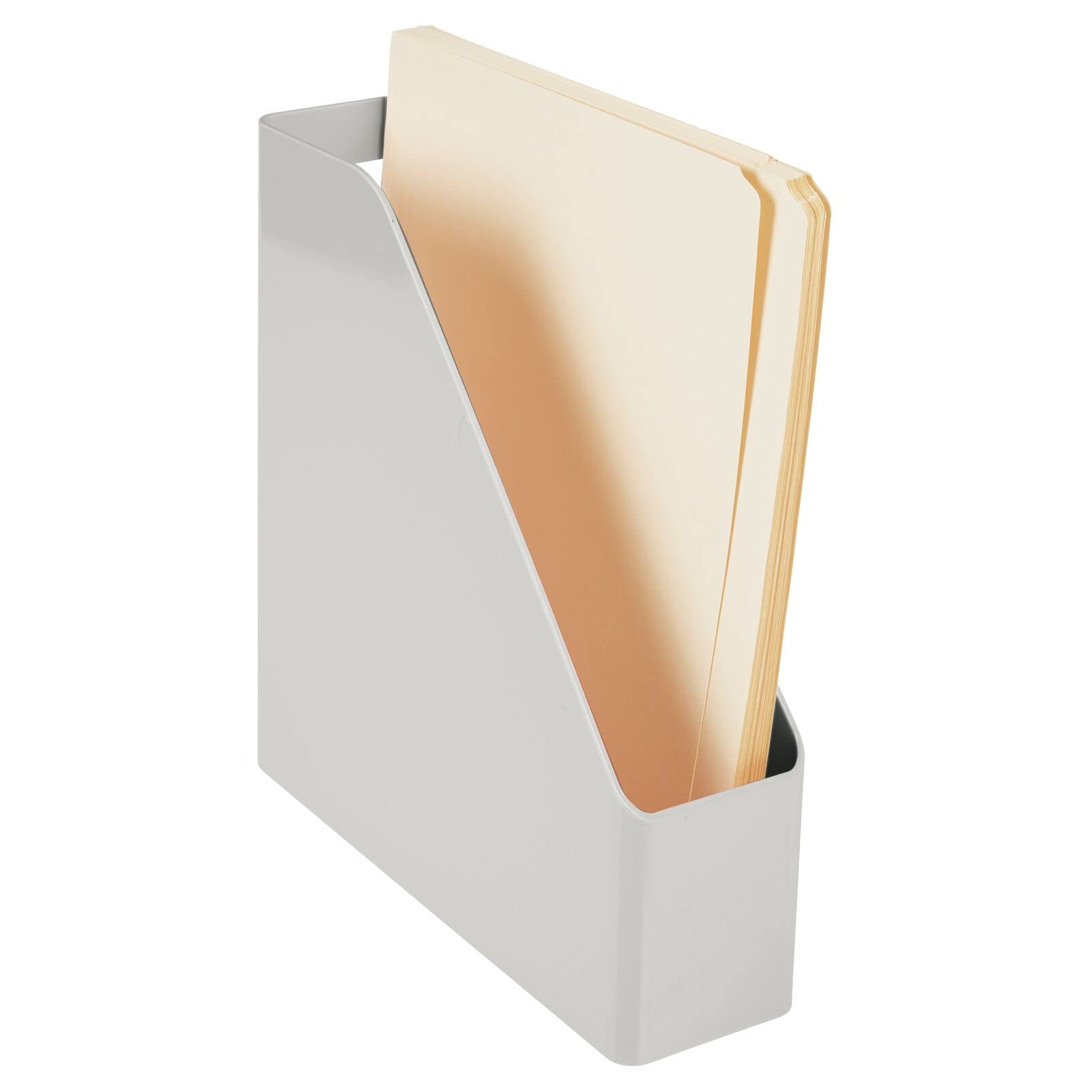 mDesign Plastic Slim Vertical File Folder Bin Storage Organizer with ...
