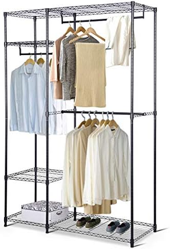 COSTWAY Metal Clothes Rail Stand, Heavy Duty Adjustable Garment Coat ...