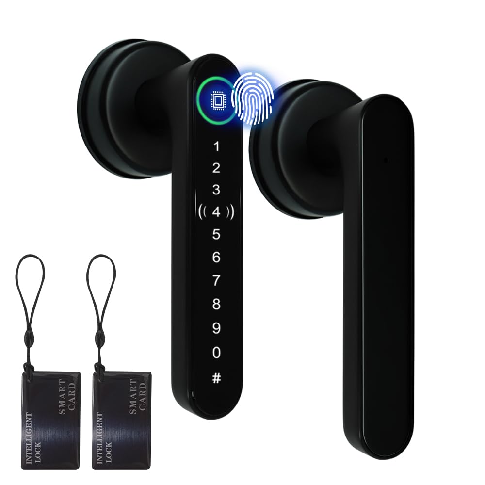 GOLDENKEY Fingerprint Door Handle with Keypad,Smart Door knobs Interior ...