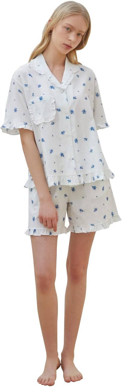 ULLALA Pajamas for Women Lolen Short sleeve Pair Ivory Vintage Soft ...